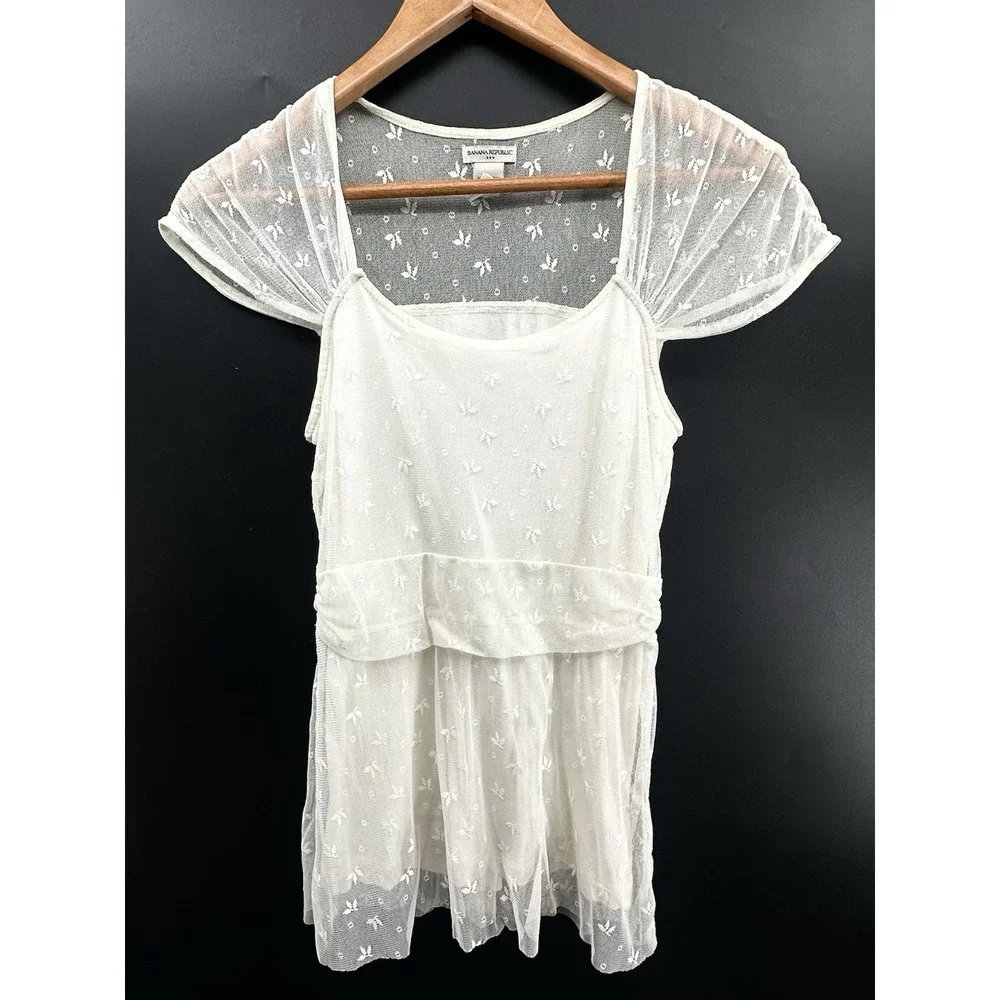 Banana Republic | Tops | Bananas Republic Y2k Festival Ivory S Mesh ...